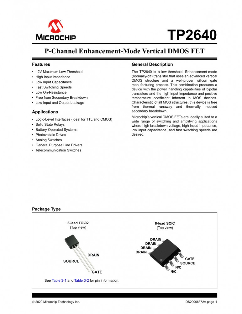 TP2640 technical document page 1