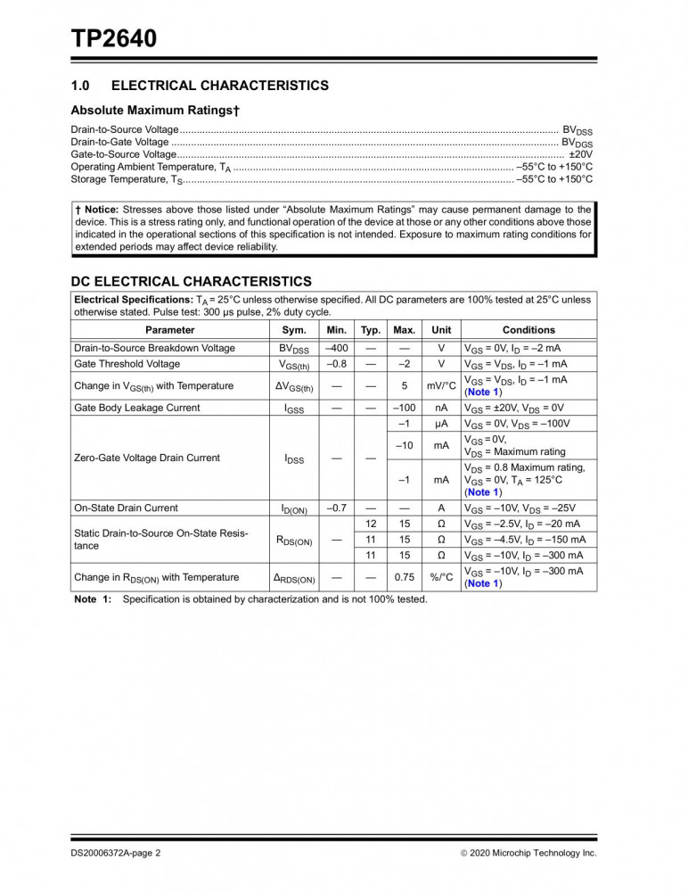 TP2640 technical document page 2