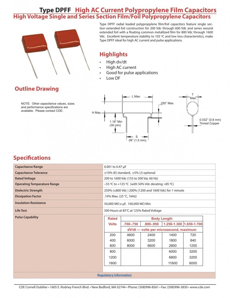 DPFF datasheet page 1