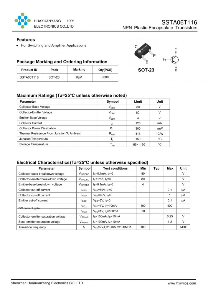 SSTA06T116-HXY datasheet page 1