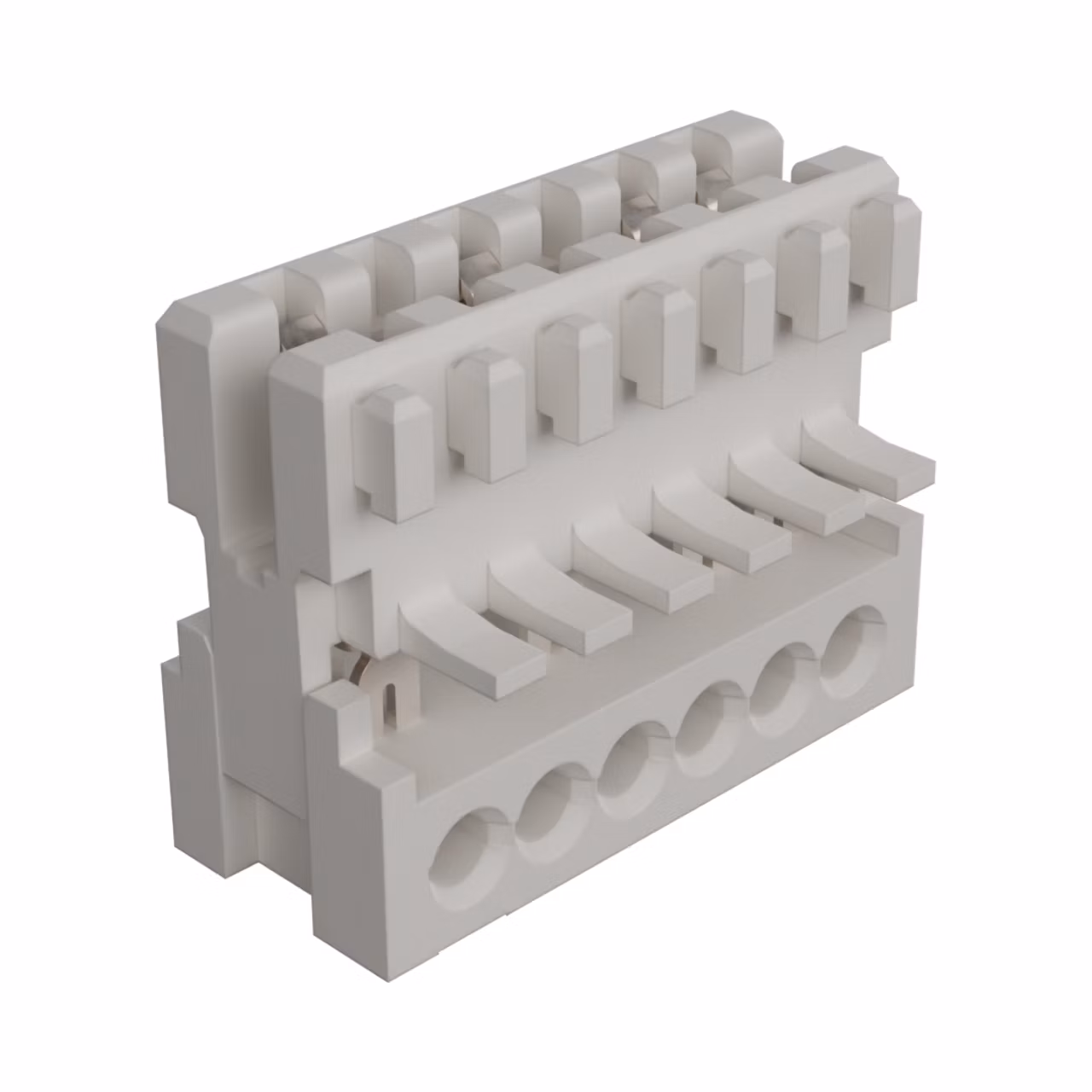 Appli-Mate RAST 2.5 Female Connector, 2.50mm Pitch, 6 Circuits, All Position Keys, Open Endwalls, Circuits 2 & 4 Voided for sale