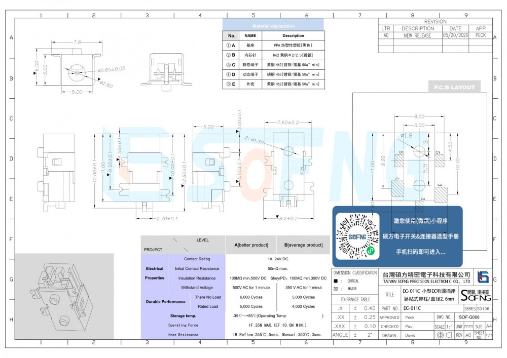 SOFNG DC-011C technical drawing preview