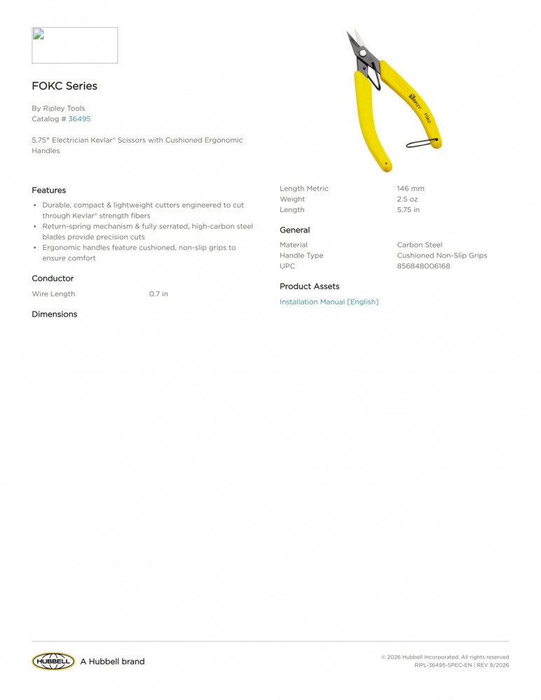 Product documentation image for Burndy 36495