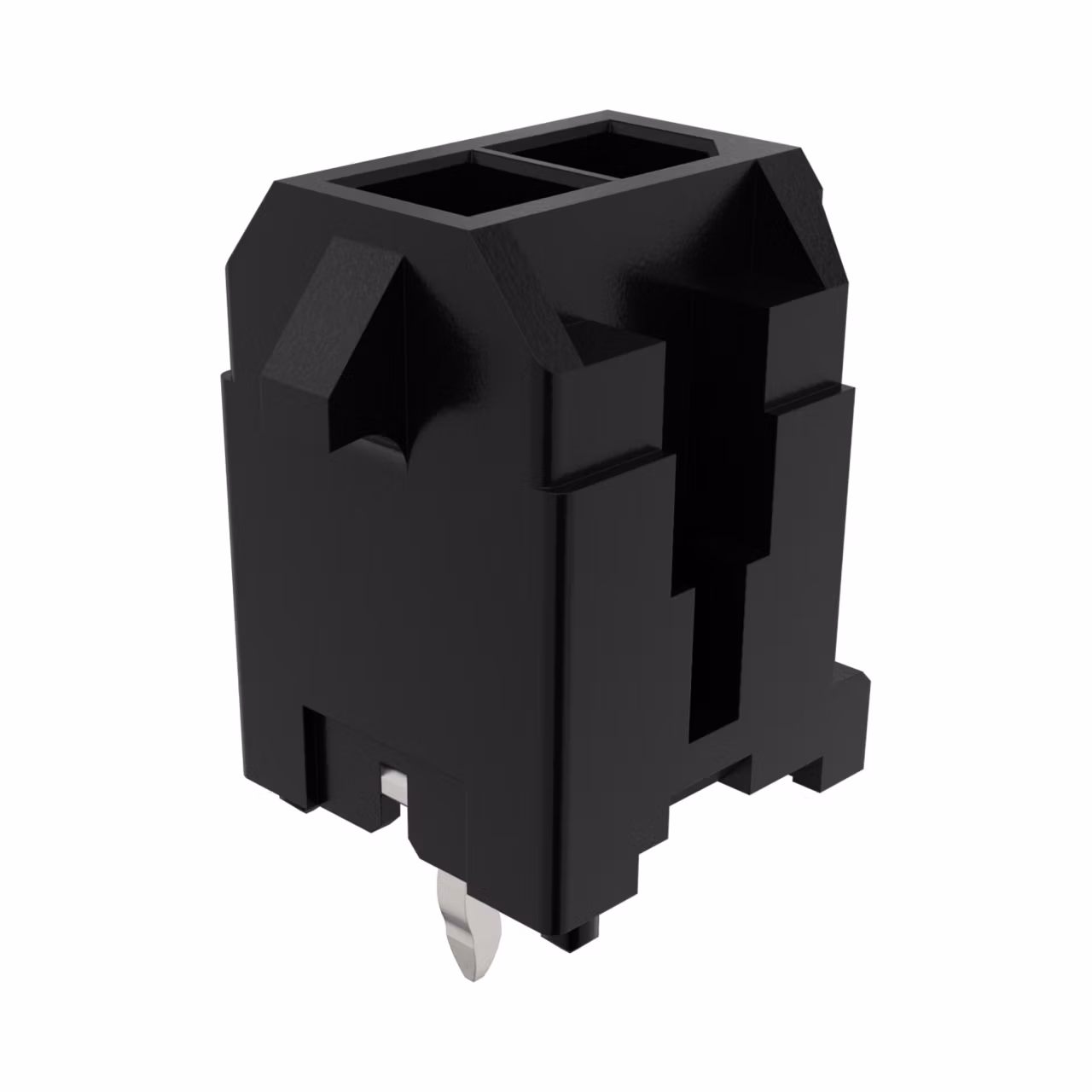 Micro-Fit 3.0 Vertical Header, 3.00mm Pitch, Dual Row, 2 Circuits, Kinked Tail, with PCB Polarizing Peg, 2.54µm Matte Tin Plating, Glow-Wire Capable, Black for sale