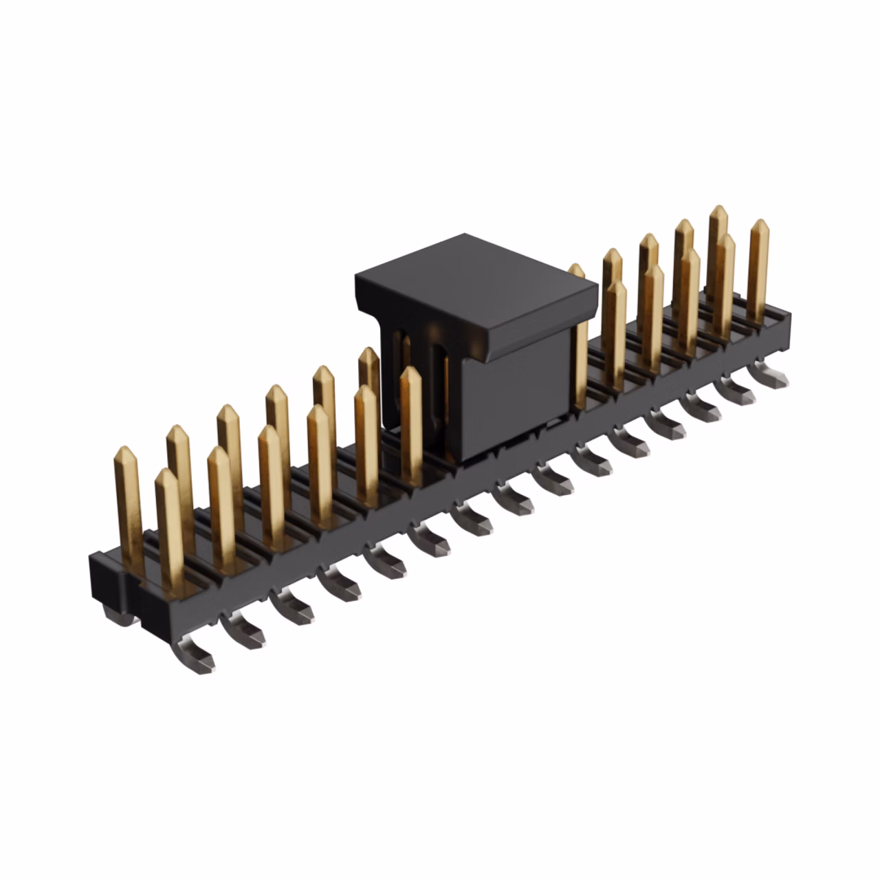 Milli-Grid Header, Vertical, Surface Mount, 24 Circuits, 0.38µm Gold (Au) Plating, Mating Pin Length 3.80mm, with Cap and Pegs, Tape and Reel, Lead-Free