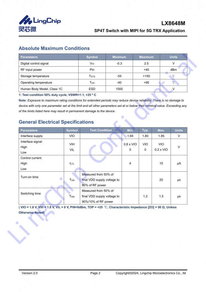 LX8648M datasheet page 2
