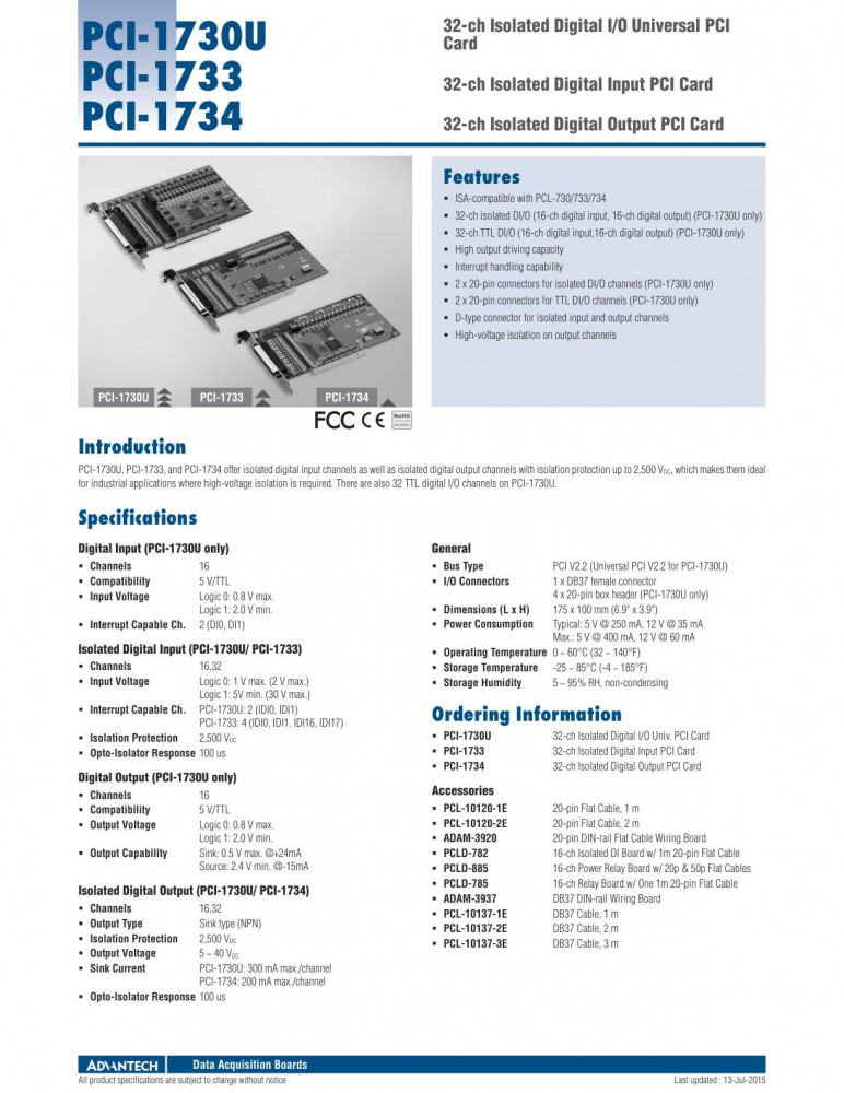 PCI-1734 technical document preview