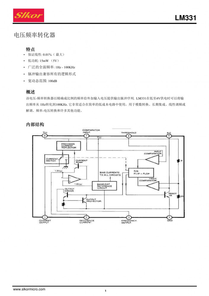 LM331 technical document page 1