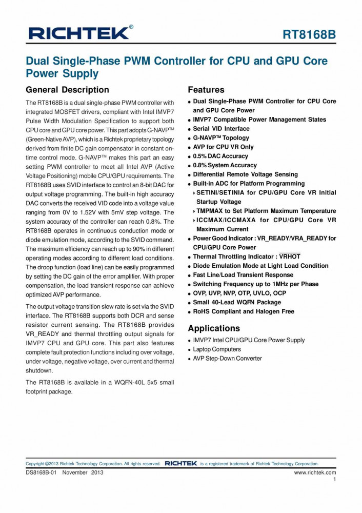RT8168B technical document page 1