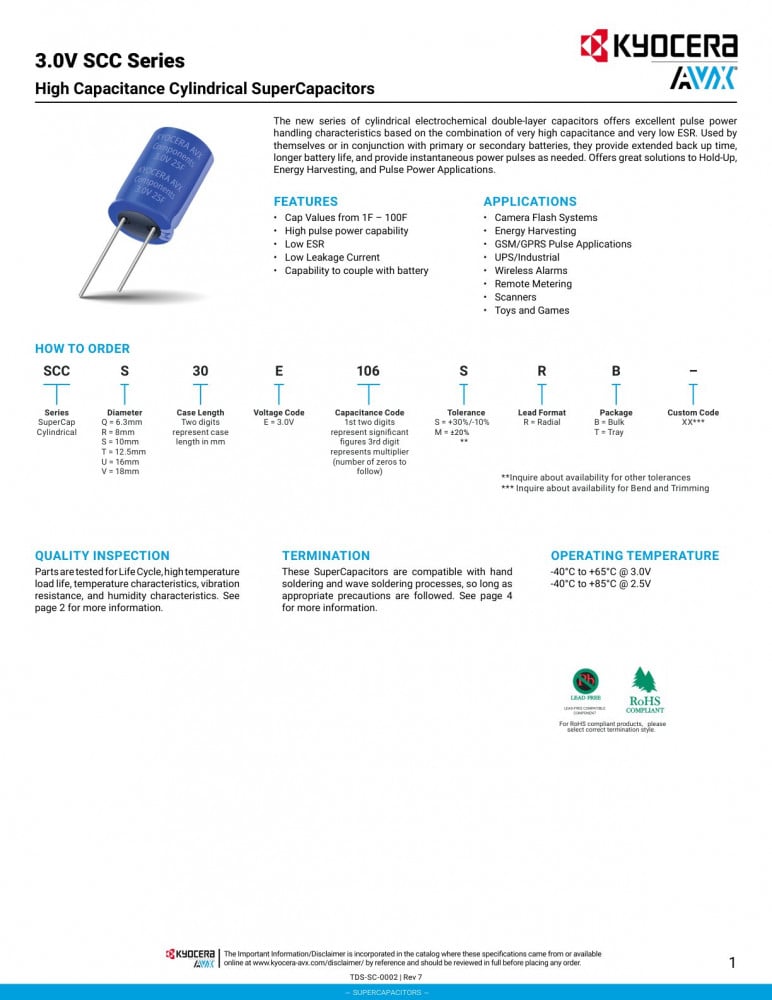 LEA NETWORKS supercapacitor datasheet page 1