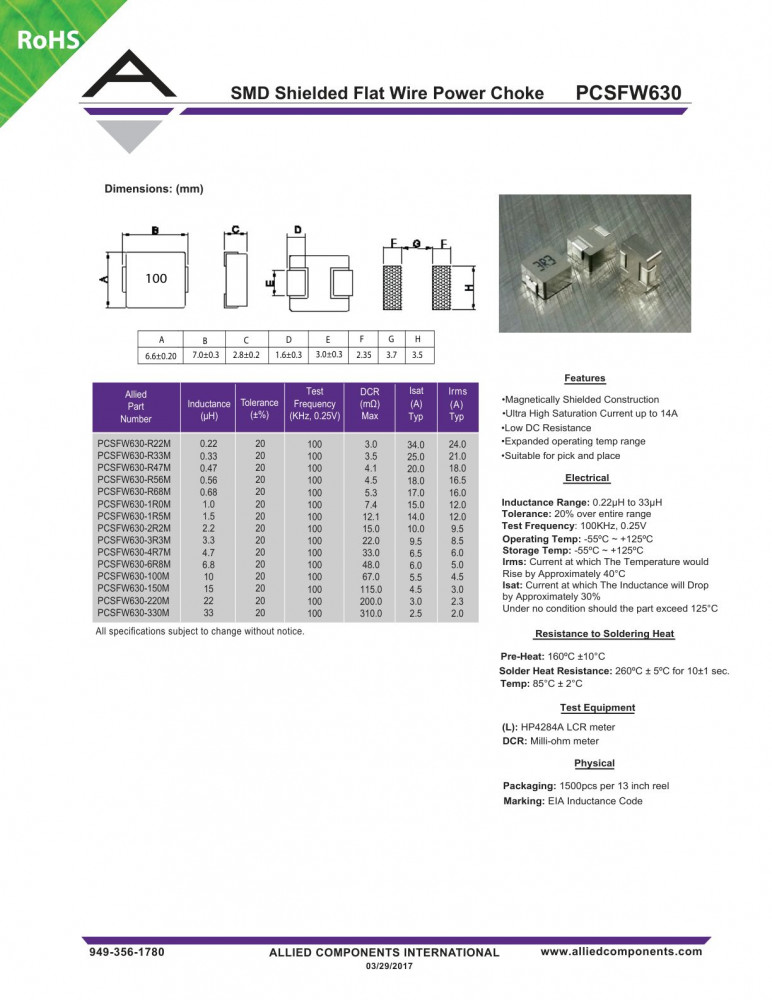 PCSFW630-R22M product documentation image