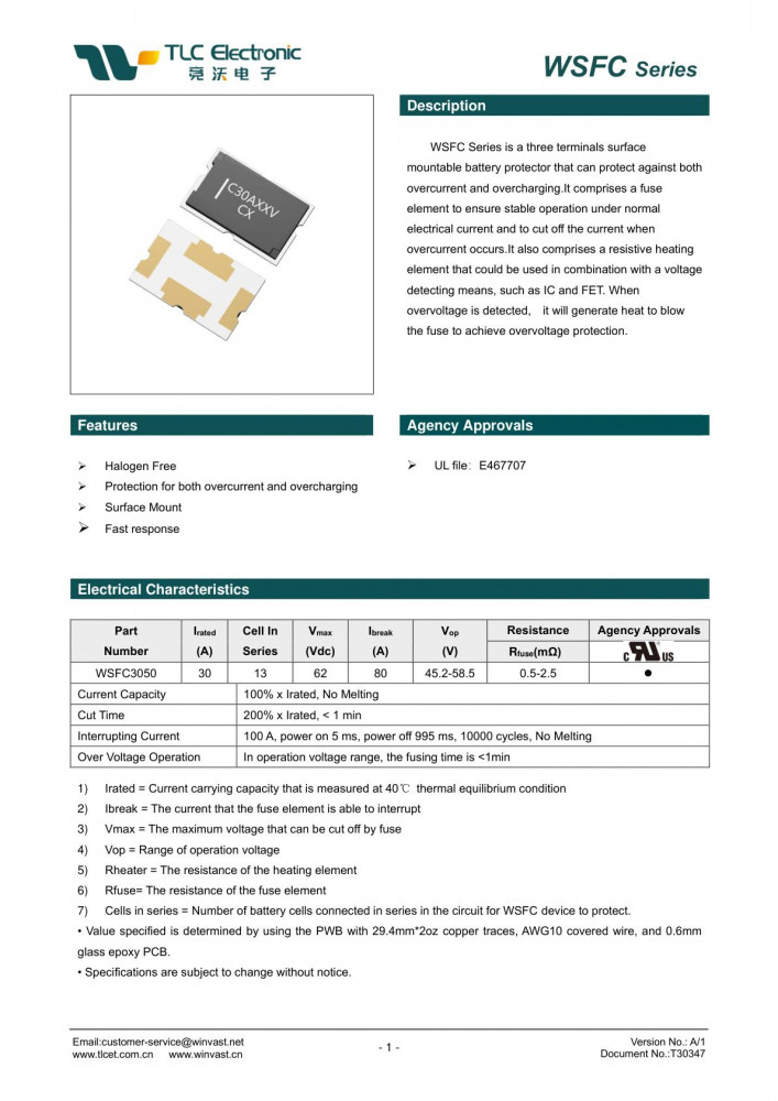 WSFC3050 datasheet page 2