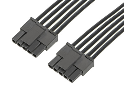 Micro-Fit 3.0 Male-to-Pigtail Off-the-Shelf (OTS) Cable Assembly, Single  Row, 300.00mm Length, Gold (Au) Plating, 5 Circuits, Black