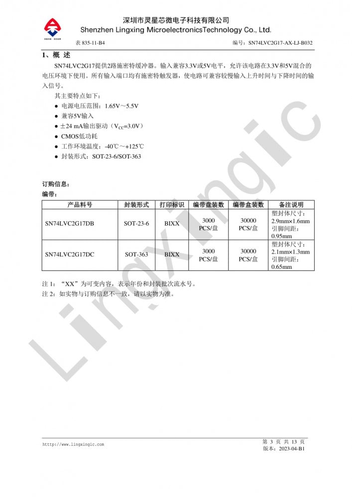 Datasheet page 3