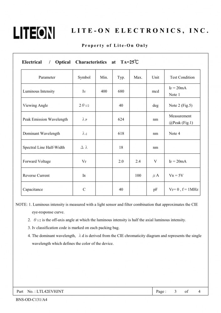 LTL42EVHJNT datasheet page 3