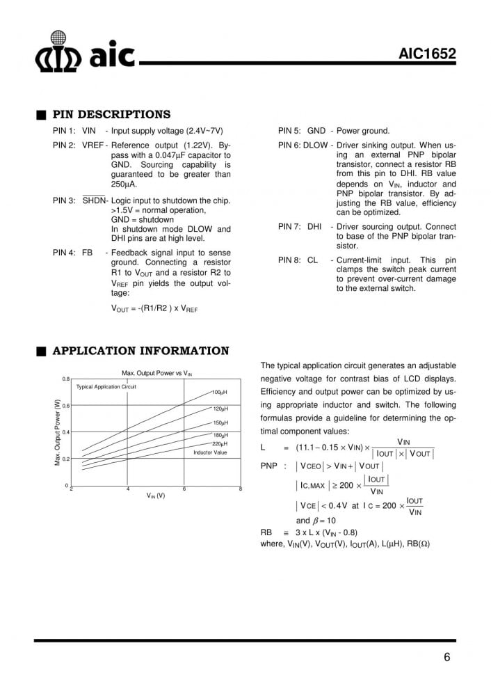 AIC1652 datasheet page 6