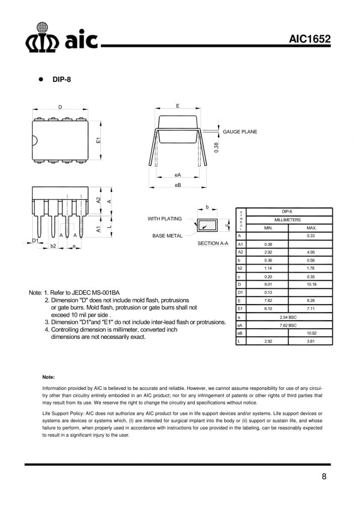 AIC1652 datasheet page 8