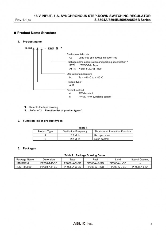 S-8594A/B datasheet page 3
