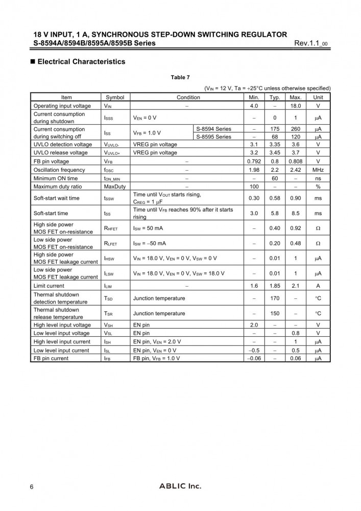 S-8594A/B datasheet page 6