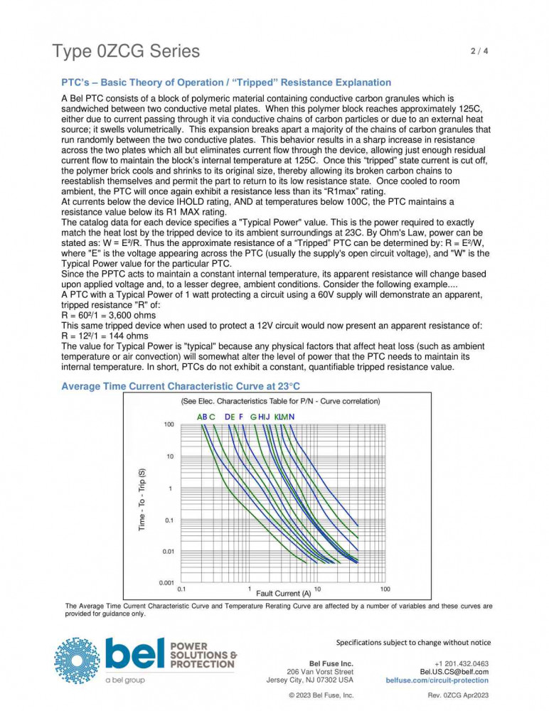 Bel Fuse 0ZCG series datasheet page 2