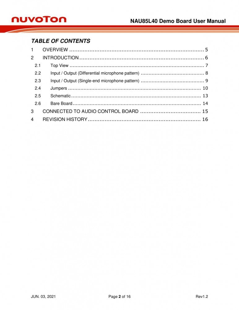 NAU85L40 manual page 2