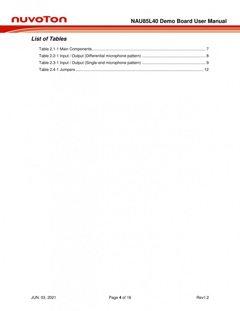 NAU85L40 manual page 4