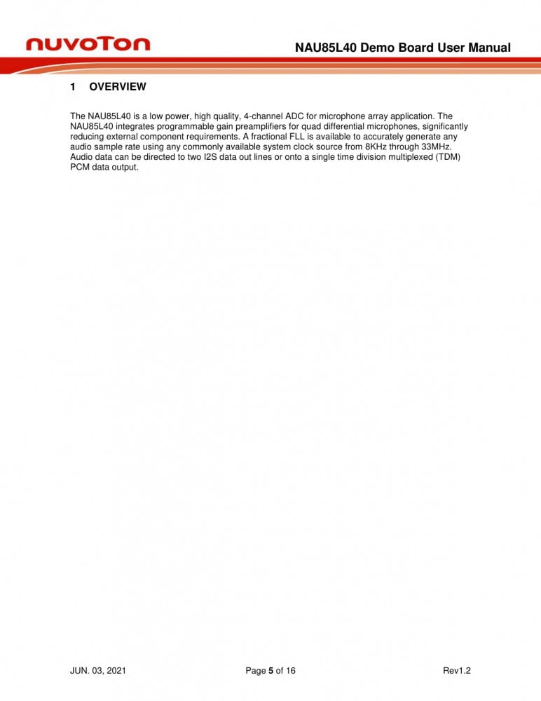 NAU85L40 manual page 5