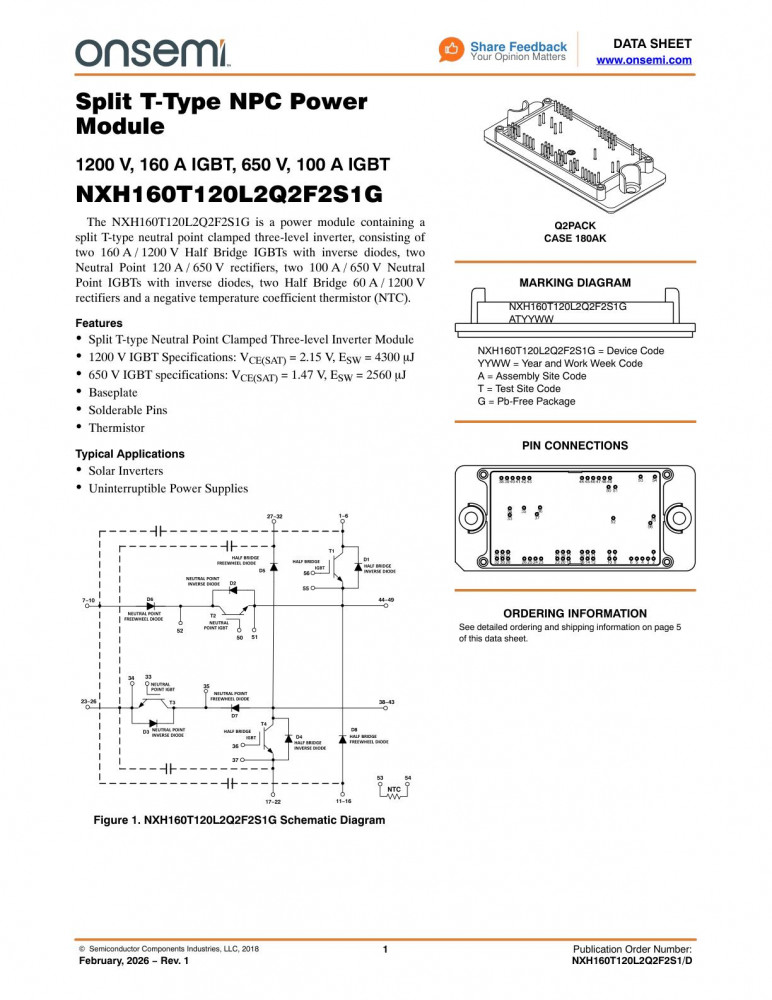 NXH160T120L2Q2F2S1 datasheet page 1