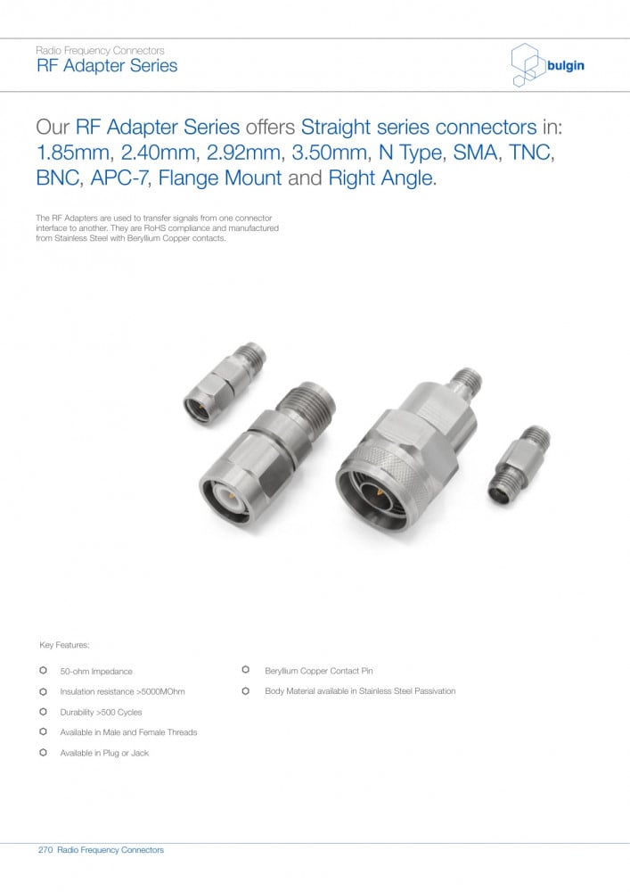 Bulgin RF adapter documentation page 1