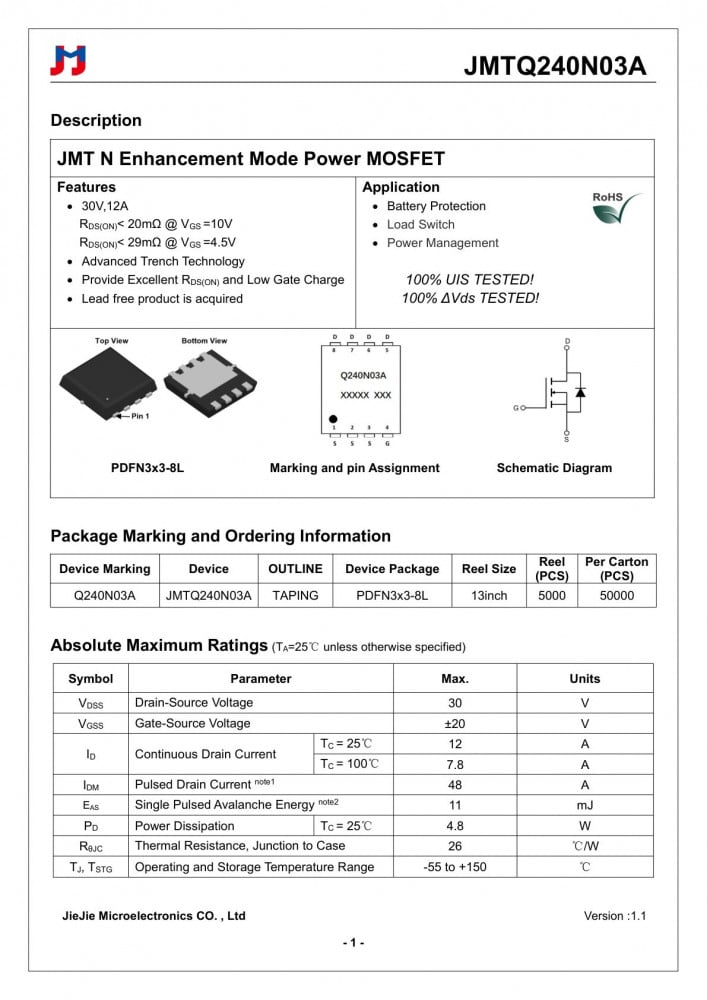 JMTQ240N03A datasheet page 1