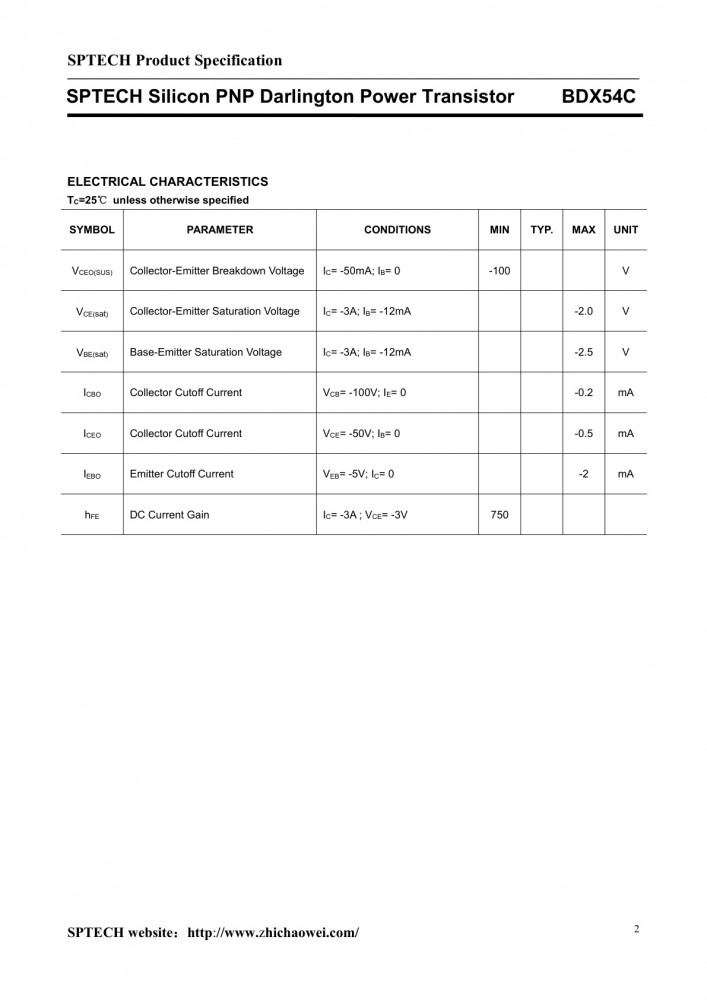 BDX54C datasheet page 2
