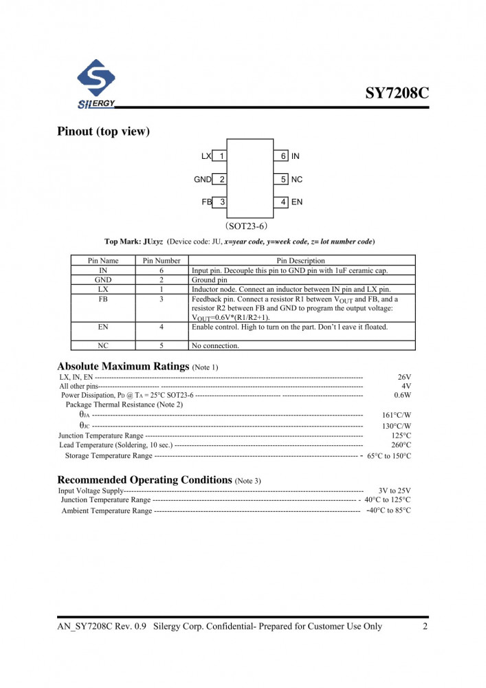 SY7208CABC datasheet page 2