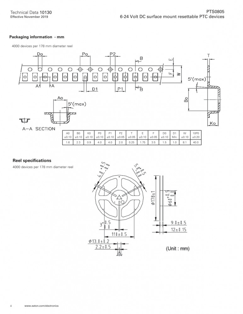 Eaton PTS0805 datasheet page 4