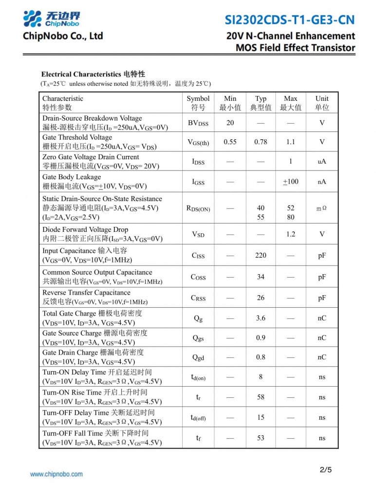 SI2302CDS-T1-GE3-CN datasheet page 2