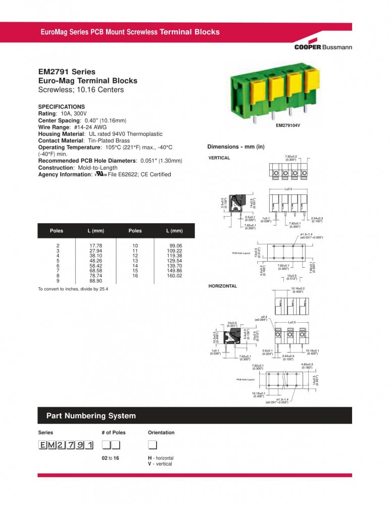 EATON EM2791 series technical document page