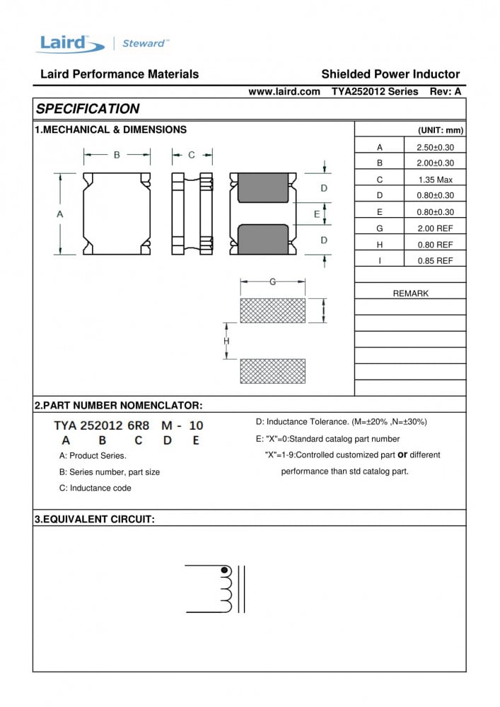 TYA252012 series datasheet page 2