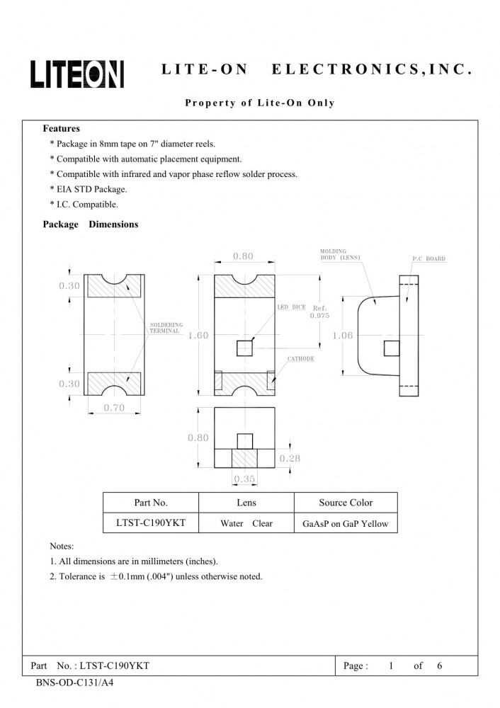 LTST-C190YKT datasheet page 1