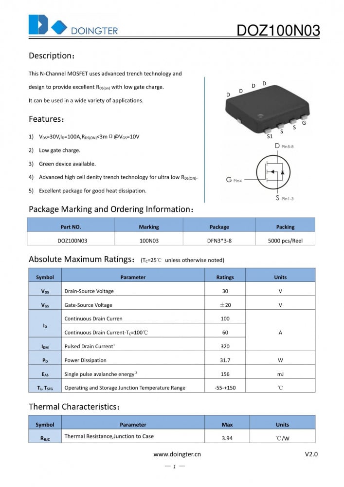 DOZ100N03 datasheet page 1