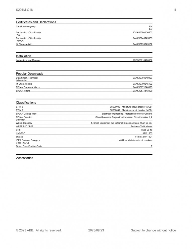 ABB S201M-C16 technical document page 4
