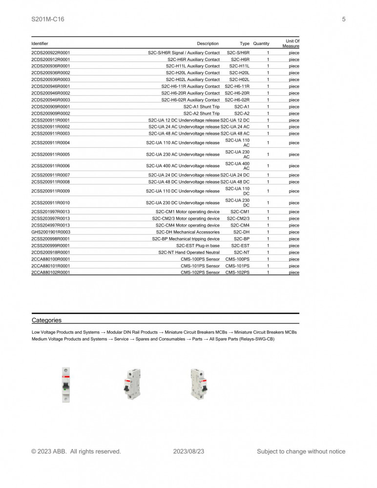 ABB S201M-C16 technical document page 5