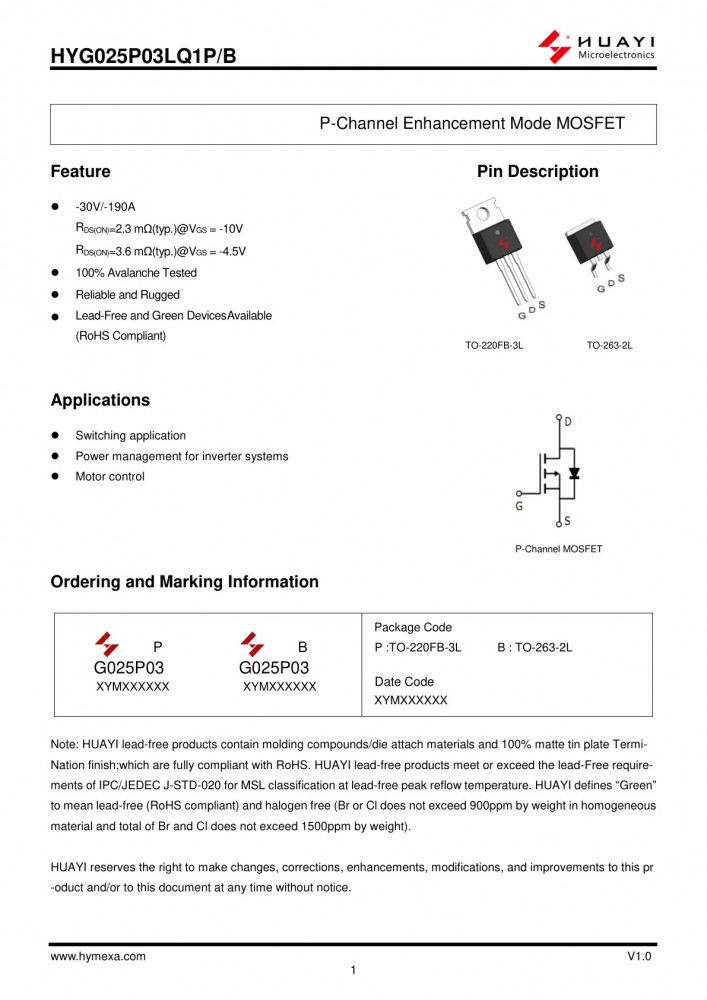 HYG025P03LQ1B datasheet page 1