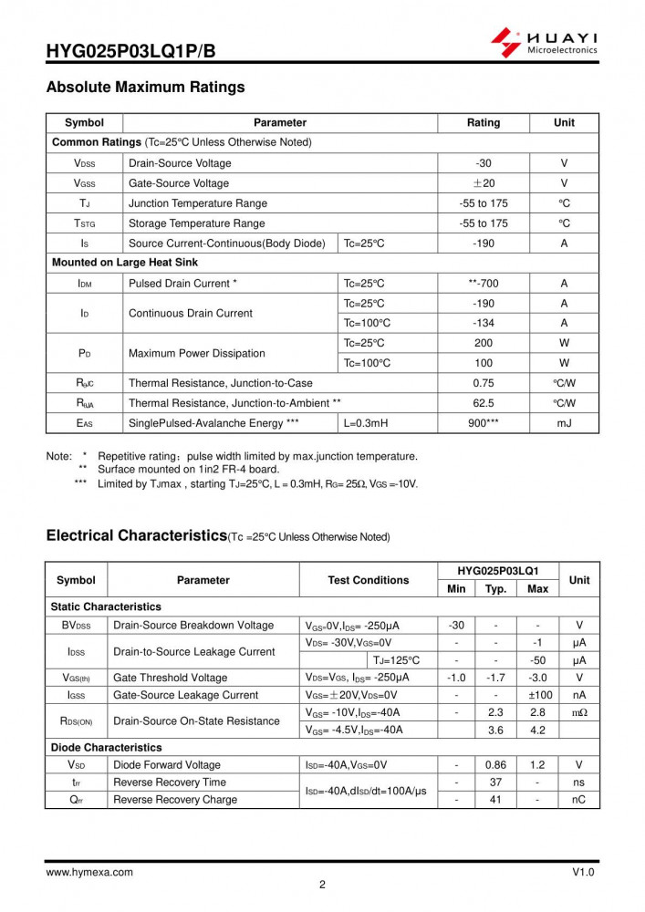 HYG025P03LQ1B datasheet page 2