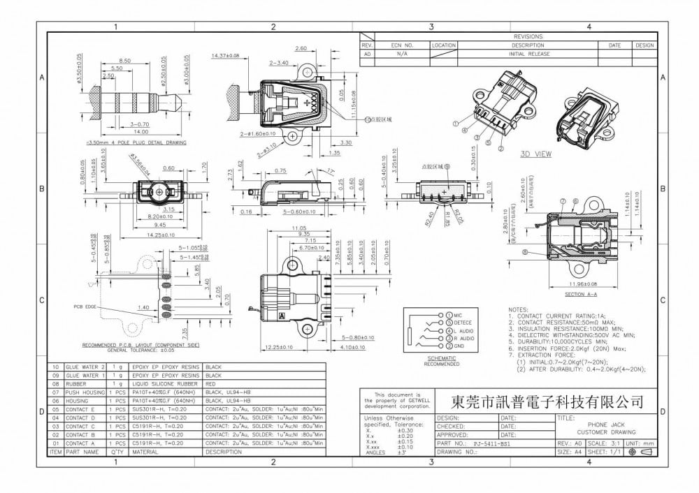 PJ-5411-BS1 approval specification page 2