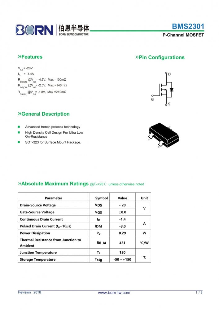 BMS2301 datasheet page 1