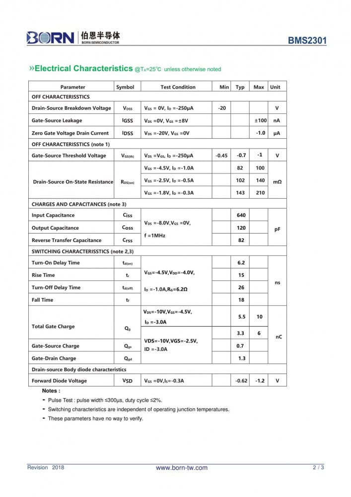 BMS2301 datasheet page 2