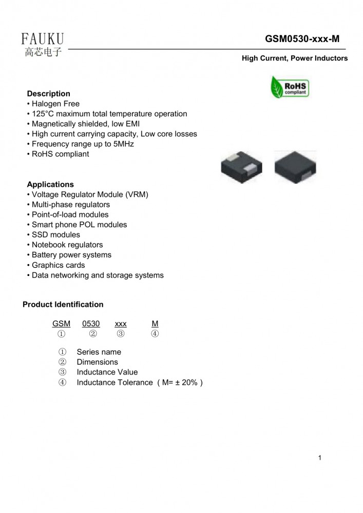 FAUKU GSM0530 series datasheet page 1