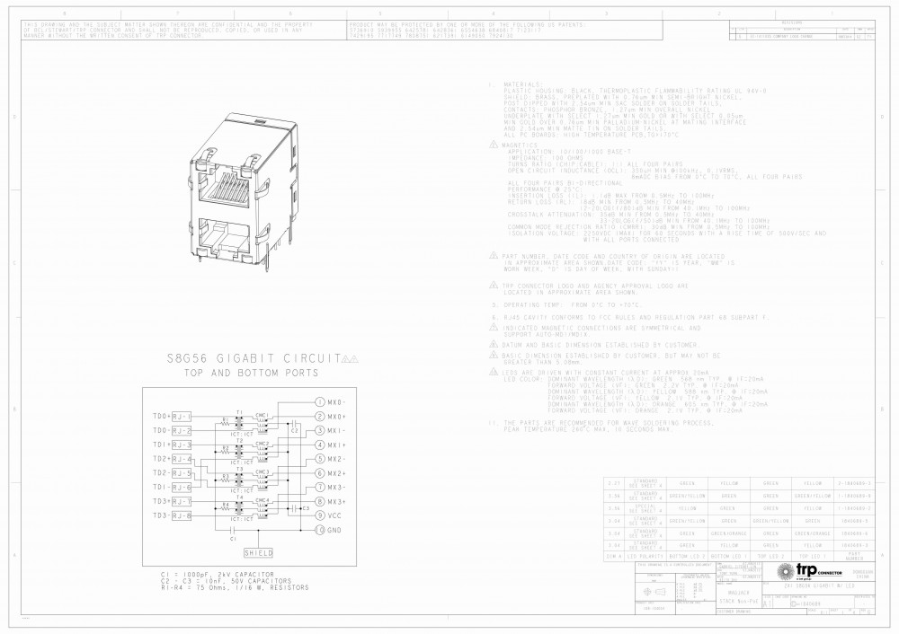 Bel Fuse 1840689-3 drawing page 1