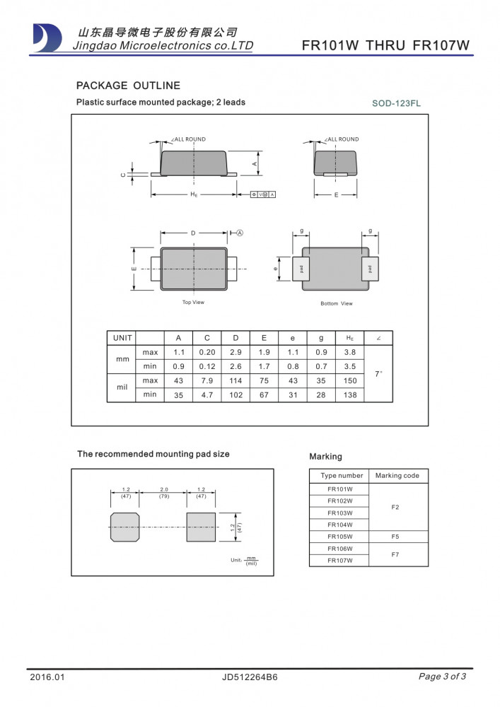 FR101W datasheet page 3