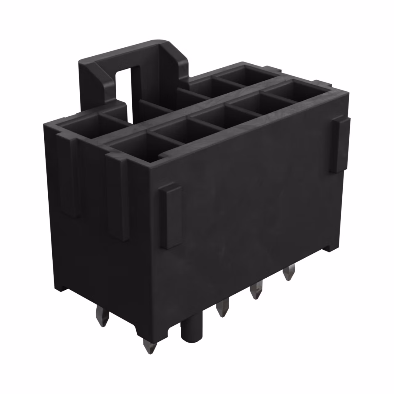 Ultra-Fit Vertical Header, 3.50mm Pitch, Dual Row, 10 Circuits, with Kinked Pins, 0.38µm Gold (Au) Plating, Black, Glow-Wire Capable, Tray for sale