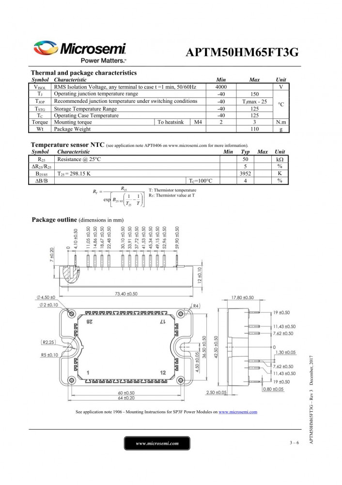APTM50HM65FT3G technical document page 3